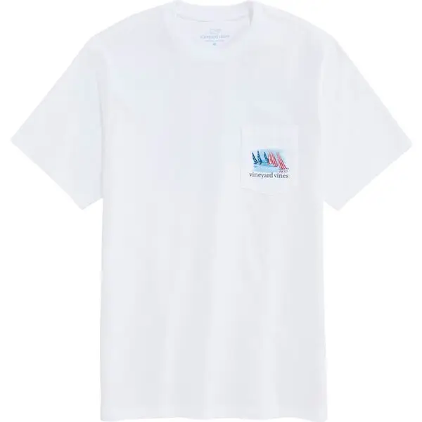 Vineyard Vines Race To The Us Graphic Pocket T-shirt - White Cap