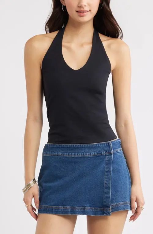 Bp. Stretch Cotton Halter Top - Black