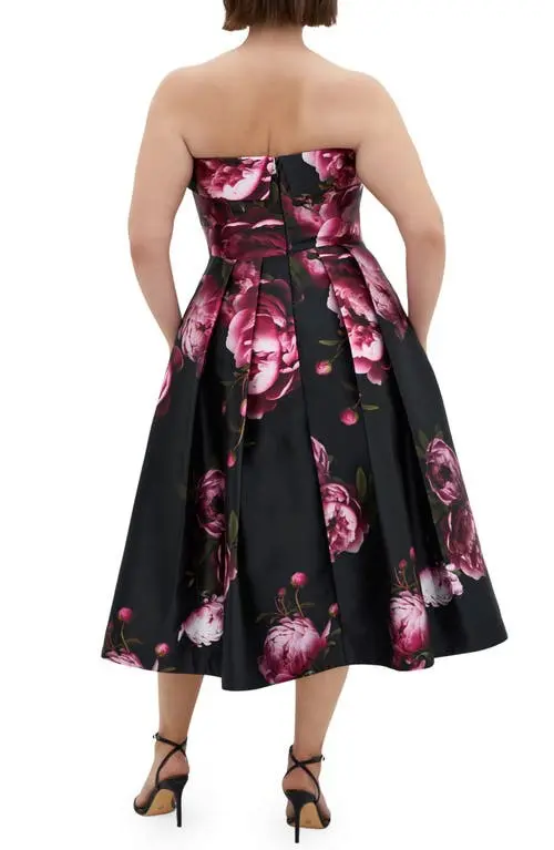 City Chic Tiffany Bloom Strapless Cocktail Dress