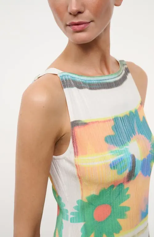 Staud Bryn Floral Print Ribbed Tank