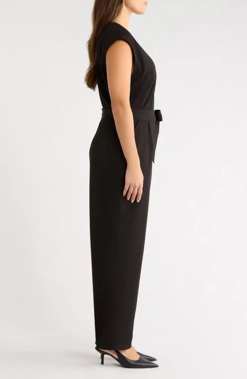 Anne Klein Polka Dot Tie Waist Crop Jumpsuit