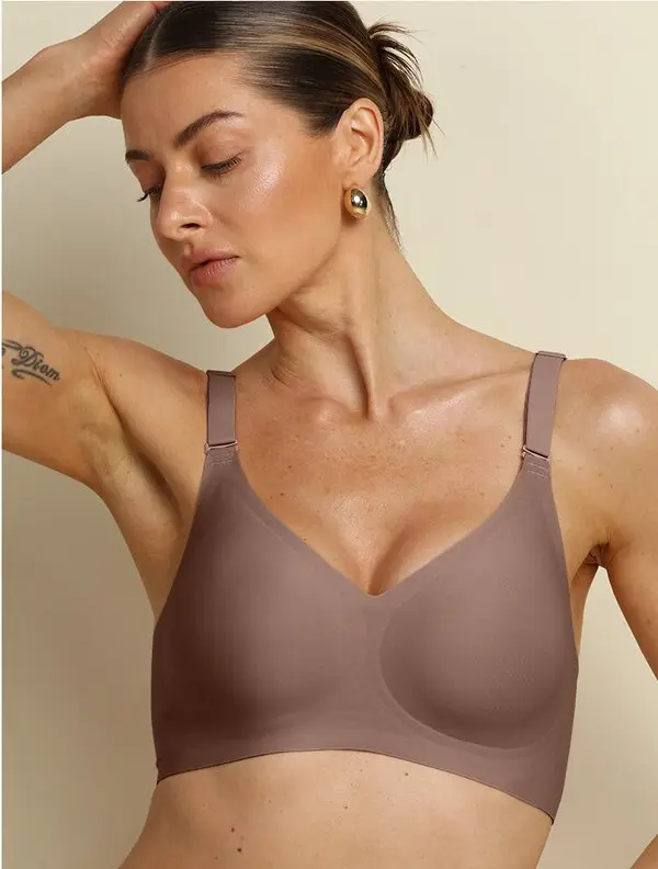 Comfelie Soft-v Wireless Bra With W-shaped Support - Coffee