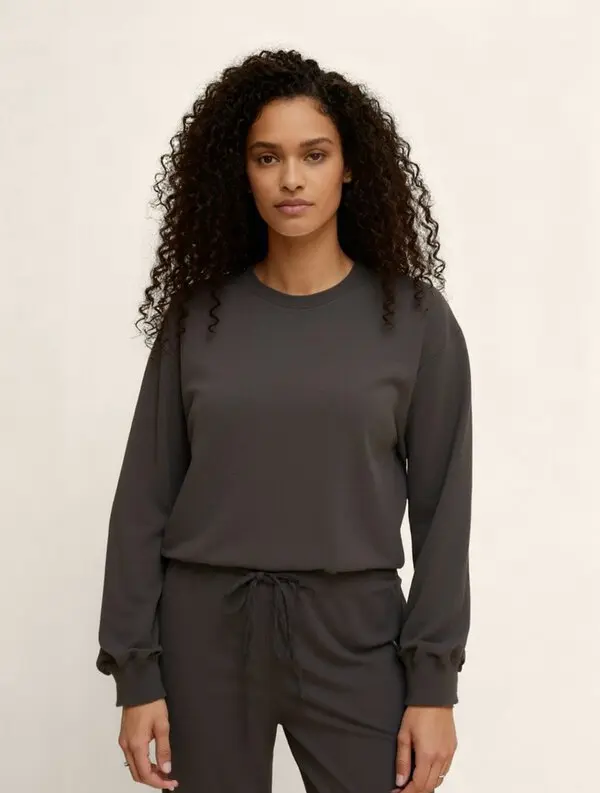 Comfelie Long-sleeve Crewneck Sweatshirt - Graphite Gray