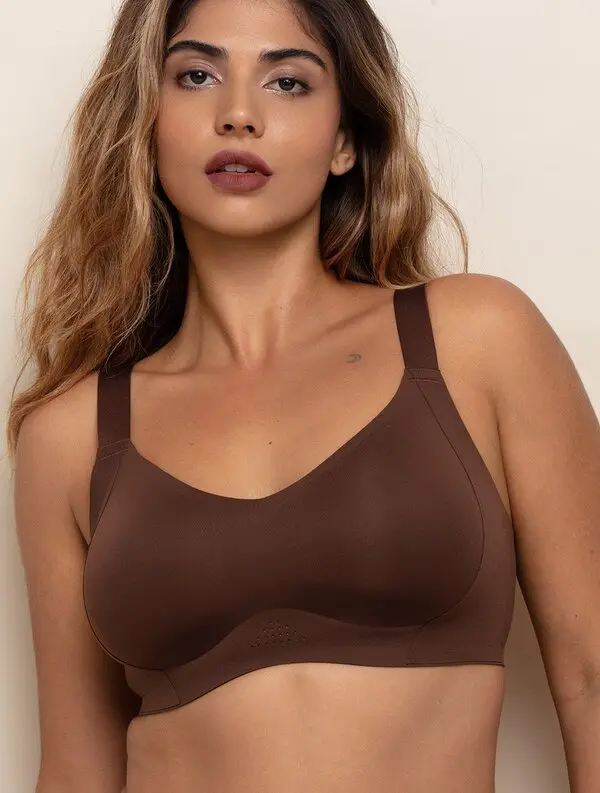 Comfelie Invisible Powerband Wireless Supportive Bra - Deep Coffee