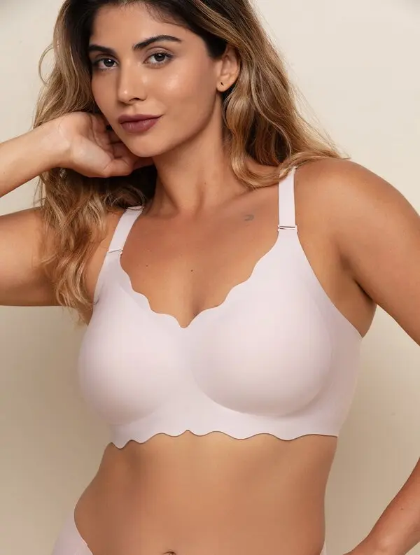 Comfelie Comfortable Bra With Double Scallop Design - Pink