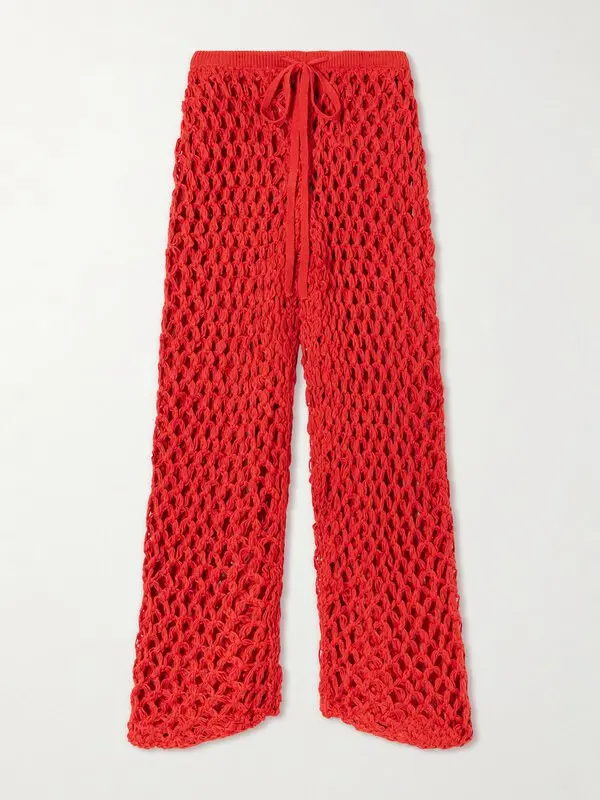 HAIGHT. Clara Crocheted Straight-leg Pants - Red