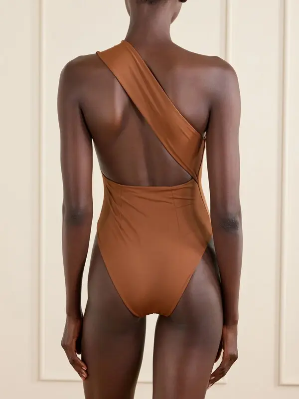 HAIGHT. Luisa One-shoulder Asymmetric Swimsuit - Brown