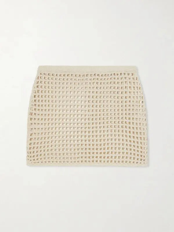 HAIGHT. Sheila Open-knit Cotton-blend Mini Skirt - Neutrals
