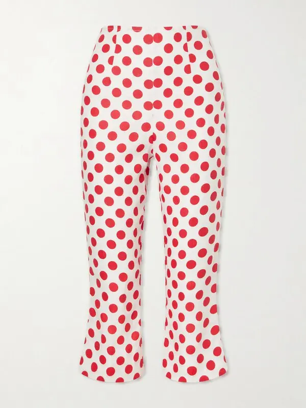Faithfull The Brand Valeria Capri Polka Dot Linen Pants - Red