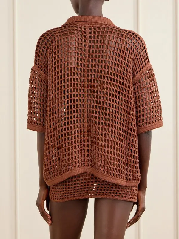 HAIGHT. Sheila Open-knit Cotton-blend Shirt