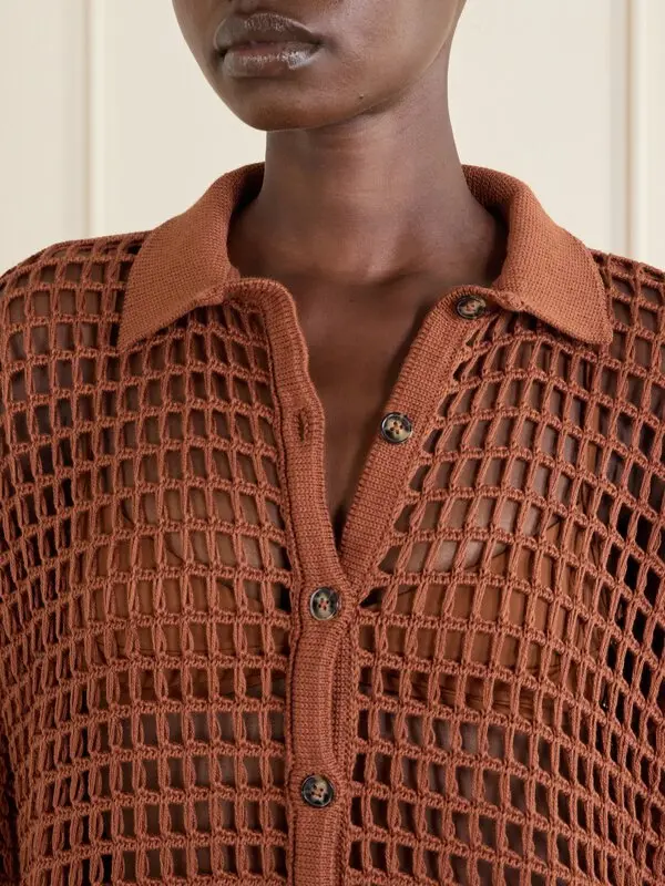 HAIGHT. Sheila Open-knit Cotton-blend Shirt