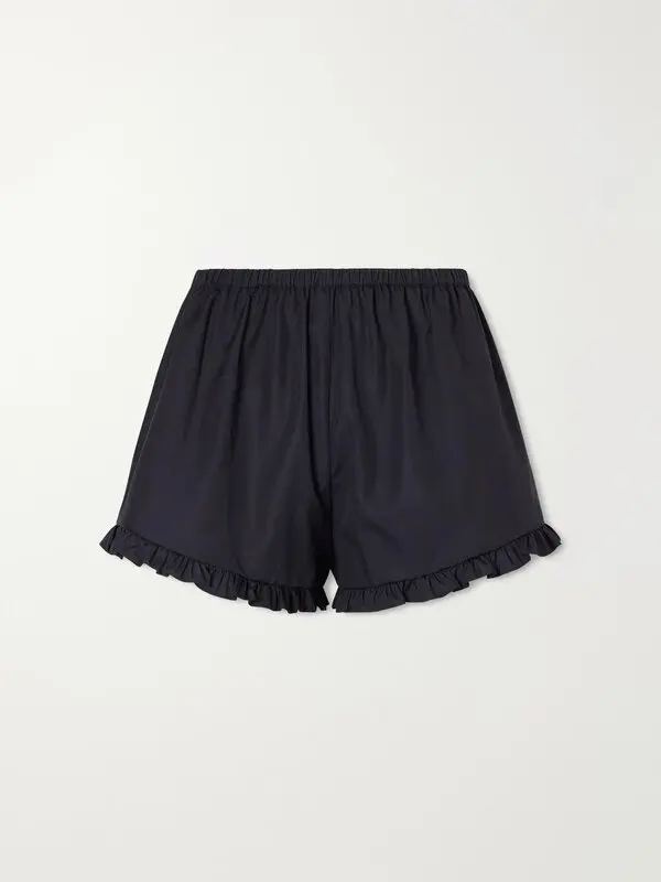 Hunza G Ruffled Cotton-poplin High-rise Shorts