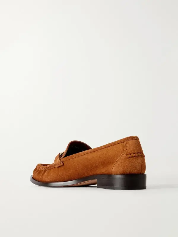 FERRAGAMO Maryan Suede Loafers With Gancio Motif - Brown