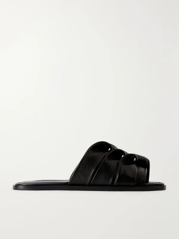 JW Anderson Coil Leather Slides - Black