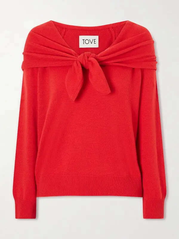 Tove Malia Knot-detailed Cashmere Sweater - Red