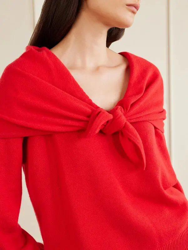 Tove Malia Knot-detailed Cashmere Sweater - Red