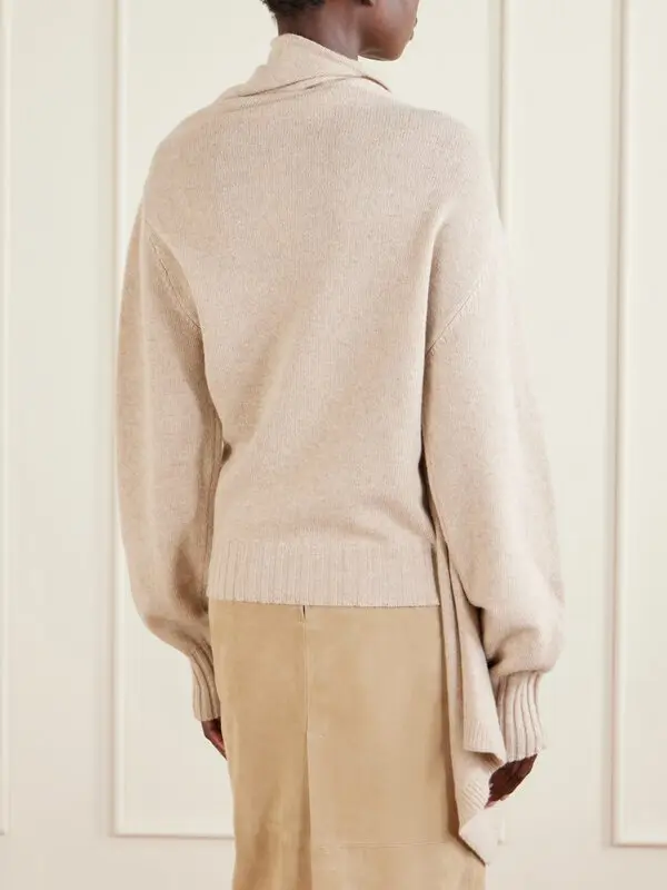 Attico Draped Wool Sweater - Neutrals