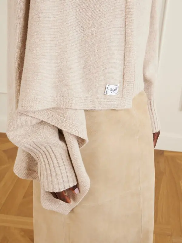 Attico Draped Wool Sweater - Neutrals