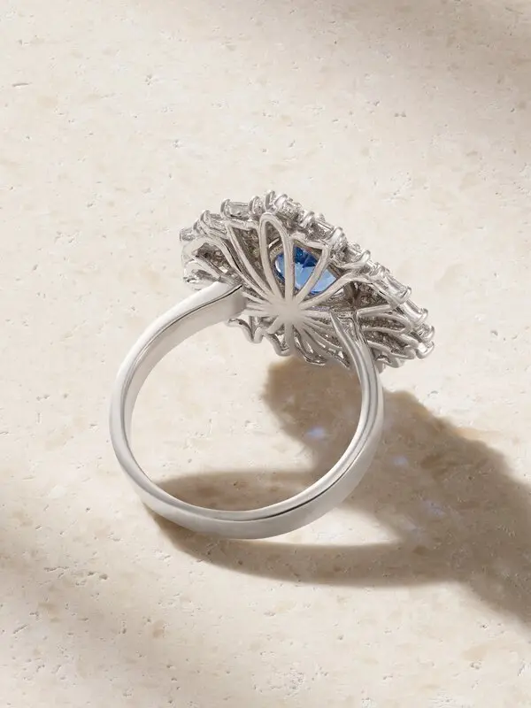 SUZANNE KALAN 18-karat White Gold, Sapphire And Diamond Ring