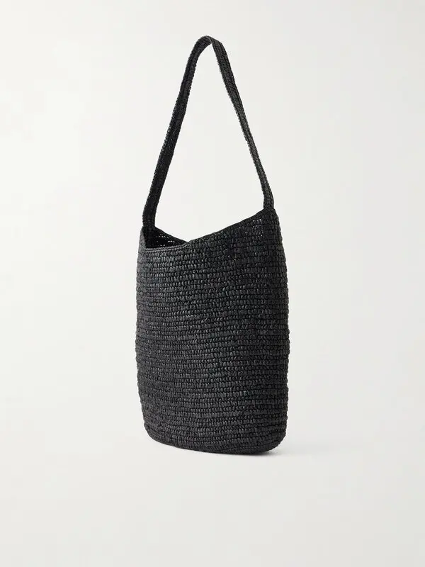 THE ROW Alma Raffia Shoulder Bag - Black
