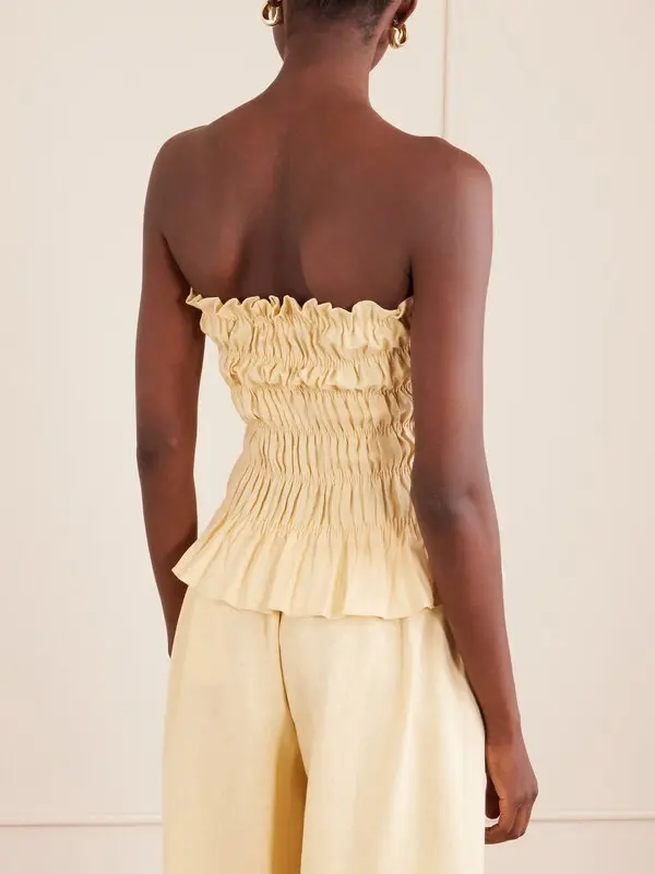 Faithfull The Brand Tiera Shirred Linen Tube Top