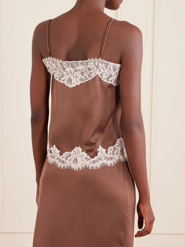 Faithfull The Brand Marisol Lace-trimmed Satin Tank - Brown