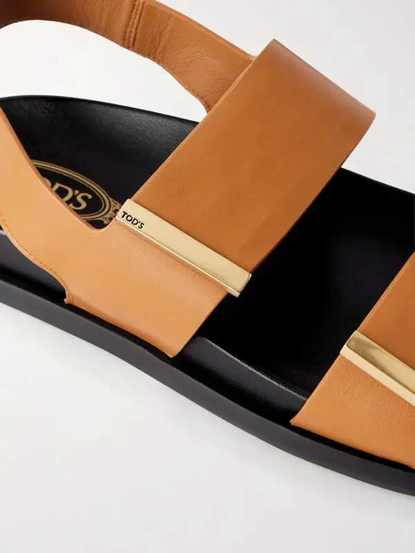 TOD'S Buckled Leather Slingback Sandals