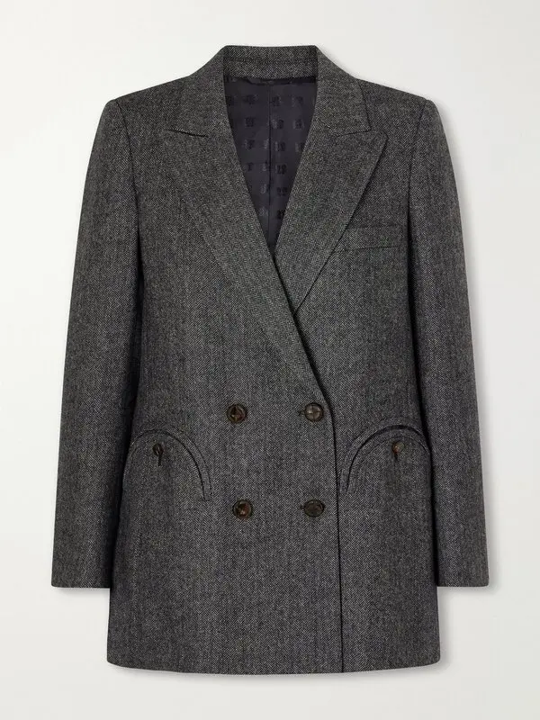 BLAZÉ MILANO Double-breasted Herringbone Wool-blend Blazer