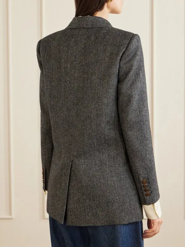 BLAZÉ MILANO Double-breasted Herringbone Wool-blend Blazer