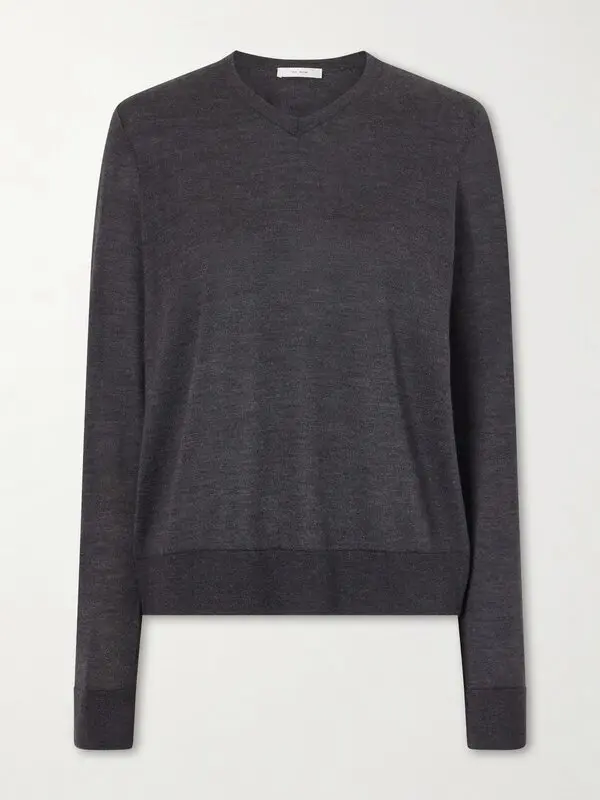 THE ROW Ondre Cashmere And Silk-blend V-neck Sweater - Gray