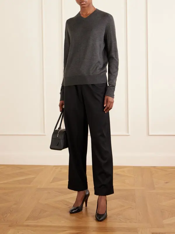 THE ROW Ondre Cashmere And Silk-blend V-neck Sweater - Gray