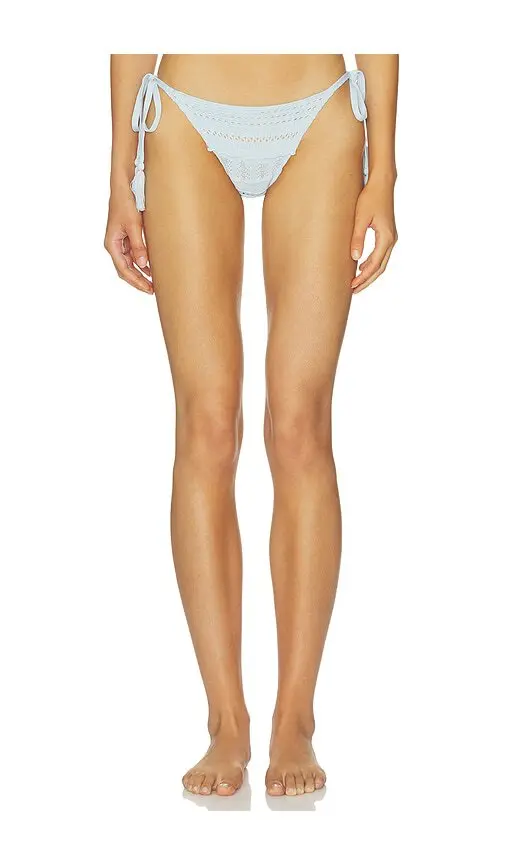 Devon Windsor Vallie Bikini Bottom In Pointelle Swimwear Fabric - Celeste