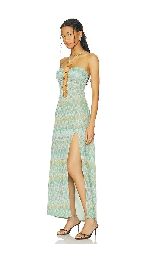 Luli Fama X Lucid Waters Halter Ring Long Dress In Multi