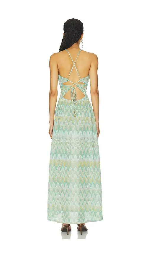 Luli Fama X Lucid Waters Halter Ring Long Dress In Multi