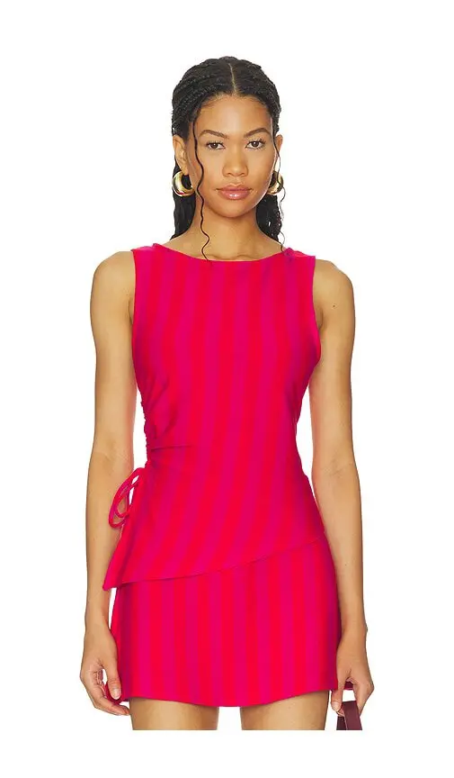 LISA SAYS GAH Erin Tank In Pink - Raspberry Stripe