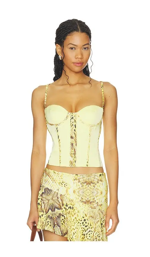 BY.DYLN Ayana Corset Top In Yellow