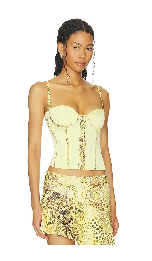 BY.DYLN Ayana Corset Top In Yellow