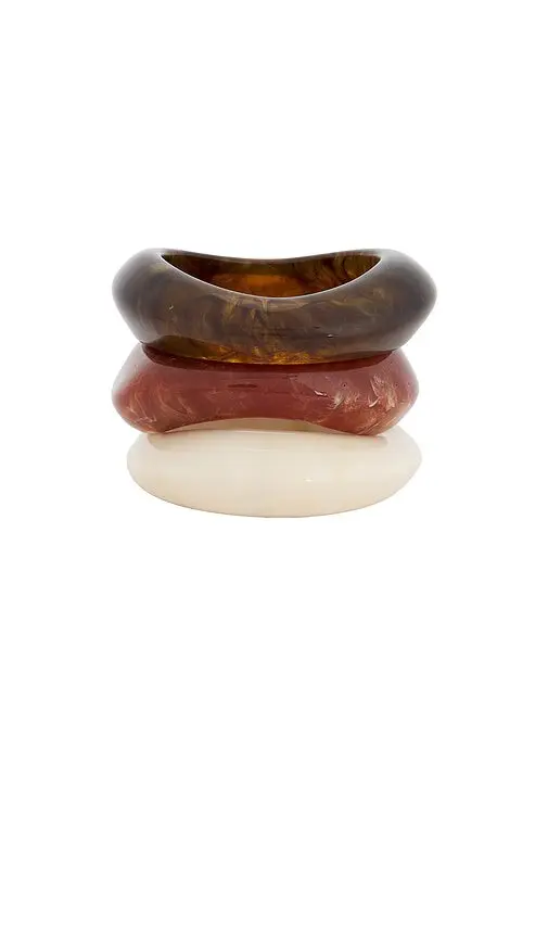 EPIFENE Bangles Set Of 3 In Brown,white