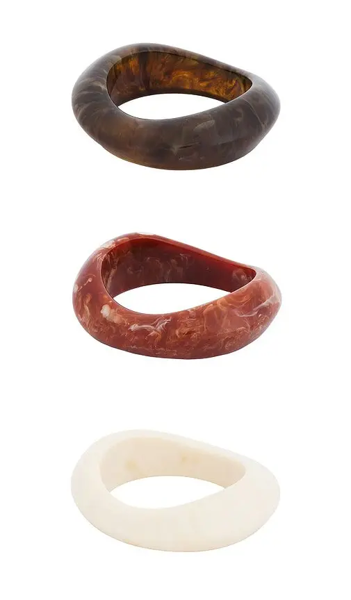 EPIFENE Bangles Set Of 3 In Brown,white