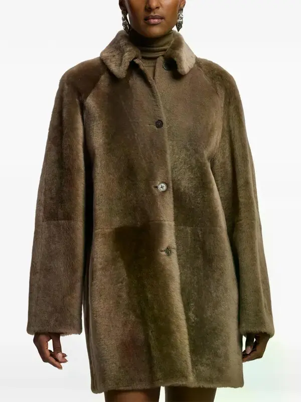 Ralph Lauren Janise Waxed Lamb-shearling Coat