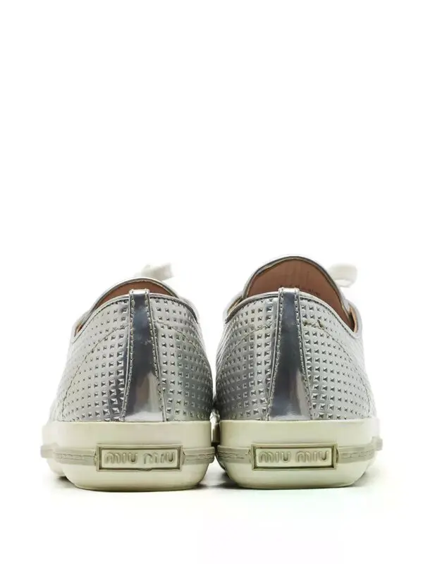 Miu Miu Embellished Leather Sneakers - Grey