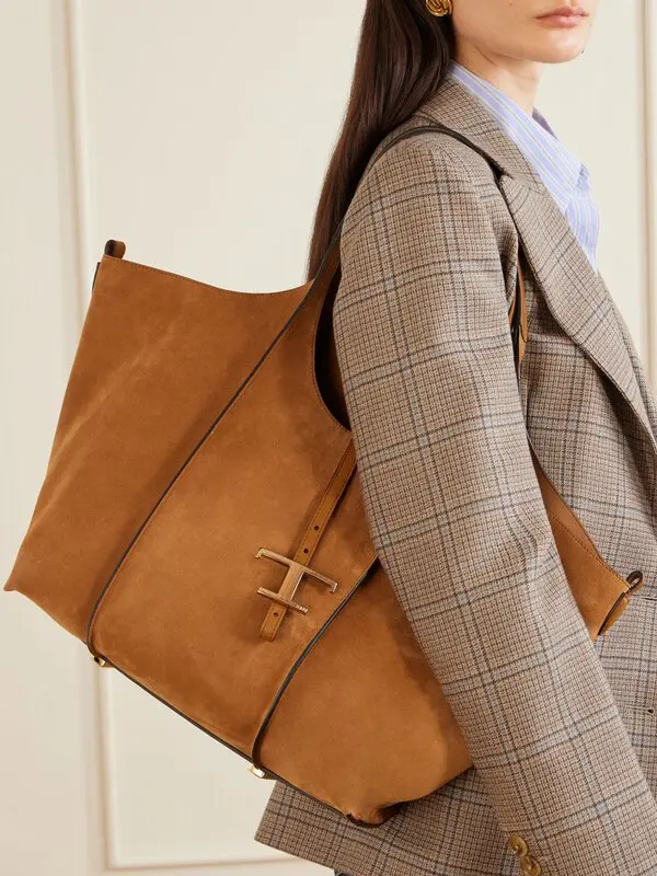 TOD'S Medium Suede Shoulder Bag - Brown