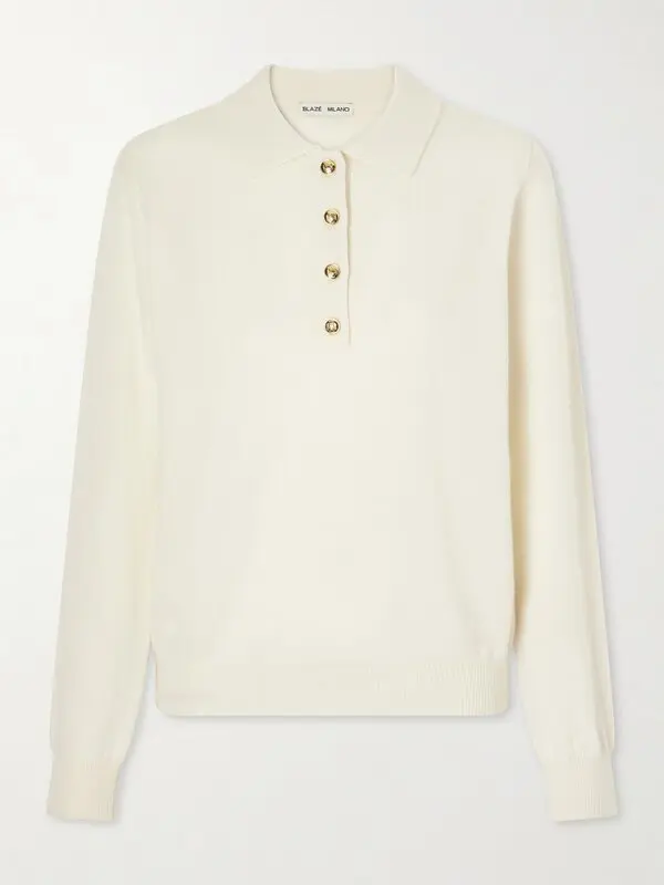 BLAZÉ MILANO Highland Wool And Cashmere-blend Polo Sweater - Neutrals