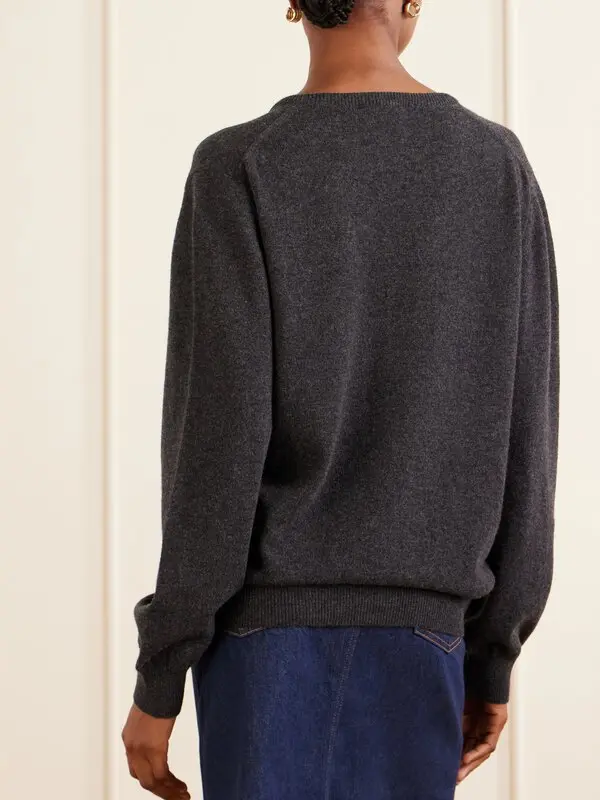 BLAZÉ MILANO Highland Embroidered Wool And Cashmere-blend V-neck Sweater - Black
