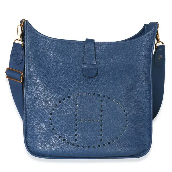 Hermès Agate Clemence Evelyne 33 Gm Ghw - Blue