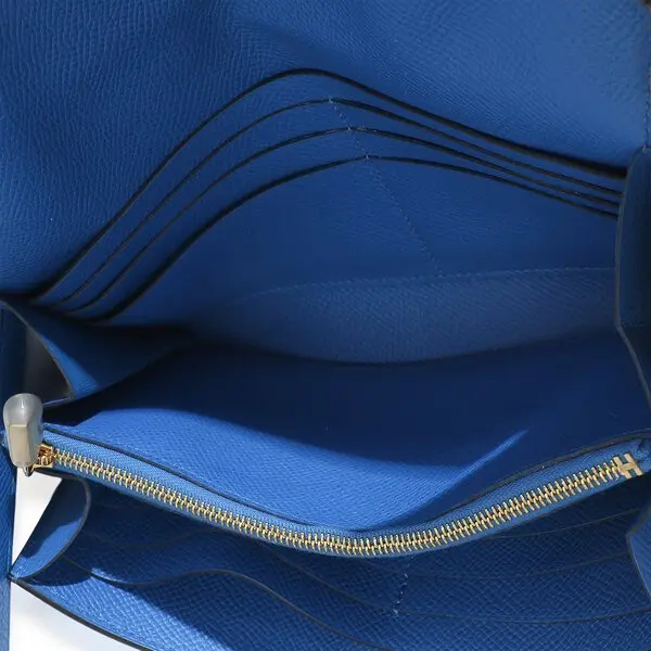 Hermès Kelly Longue Wallet In Epsom Leather With Gold-tone Hardware - Blue