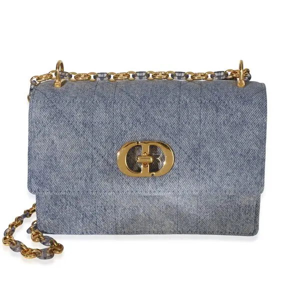 Dior Denim Lambskin Macrocannage Miss Caro Mini Bag