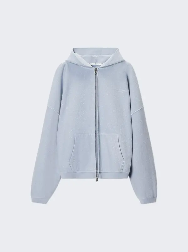 Alexander Wang Crystal Embellished Oversized Zip-up Hoodie - Blue