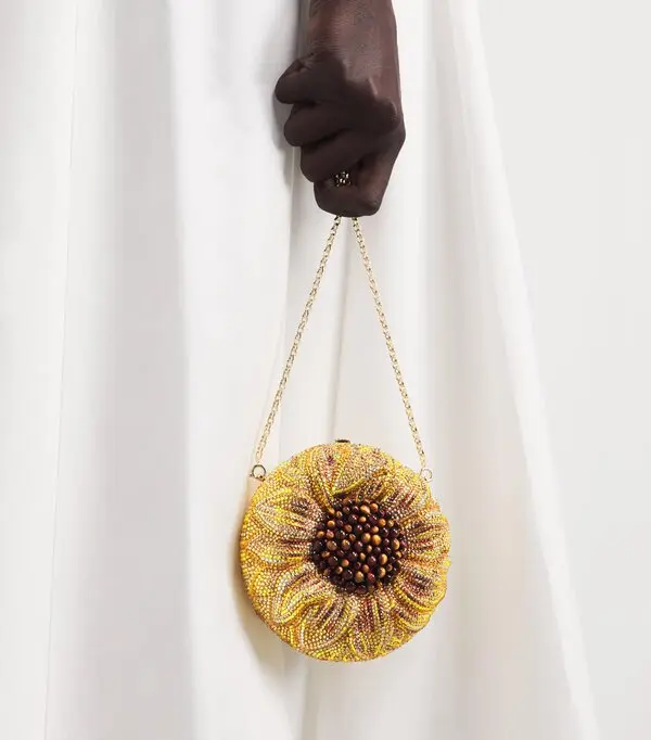 Judith Leiber Crystal Sunflower Soleil Clutch Bag - Yellow