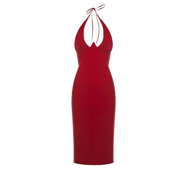 MAISON SEL Spaghetti Strap Bodycon Cutaway Dress